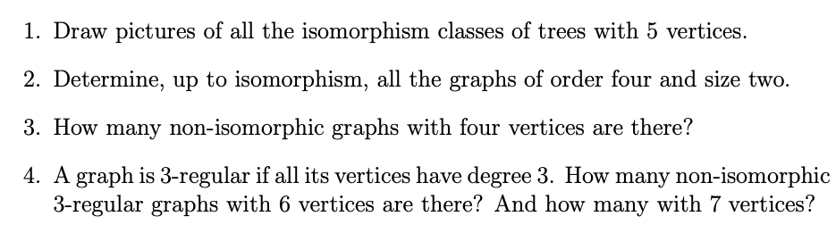 Solved 1. Draw pictures of all the isomorphism classes of | Chegg.com