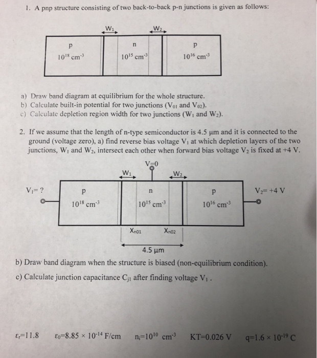 Solved 1. A pnp structure consisting of two back-to-back p-n | Chegg.com