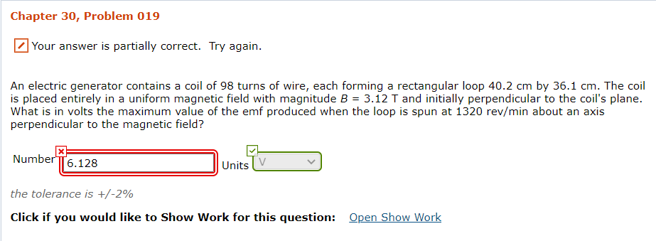 Solved Chapter 30, Problem 019 Your answer is partially | Chegg.com