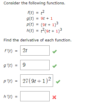 Solved Consider the following functions. f(t) = 42 g(t) = 9t | Chegg.com