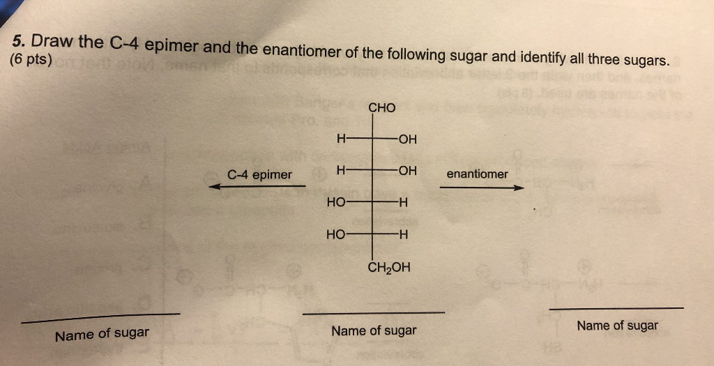 Solved 5. Draw the C-4 epimer and the enantiomer of the | Chegg.com