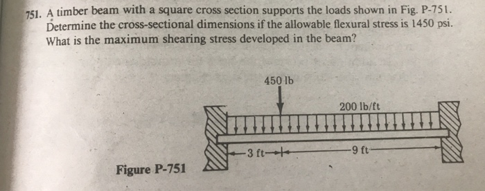 Solved 51. A timber beam with a square cross section | Chegg.com