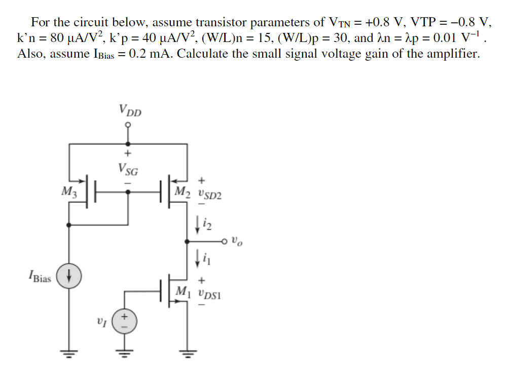 Solved For the circuit below, assume transistor parameters | Chegg.com