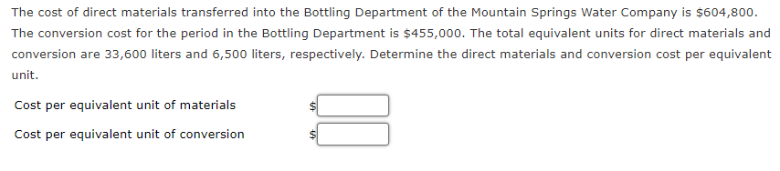 Solved The cost of direct materials transferred into the | Chegg.com