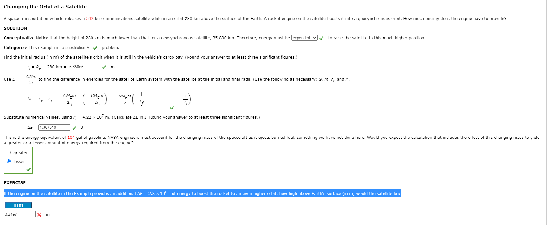 Solved Changing the Orbit of a Satellite A space | Chegg.com
