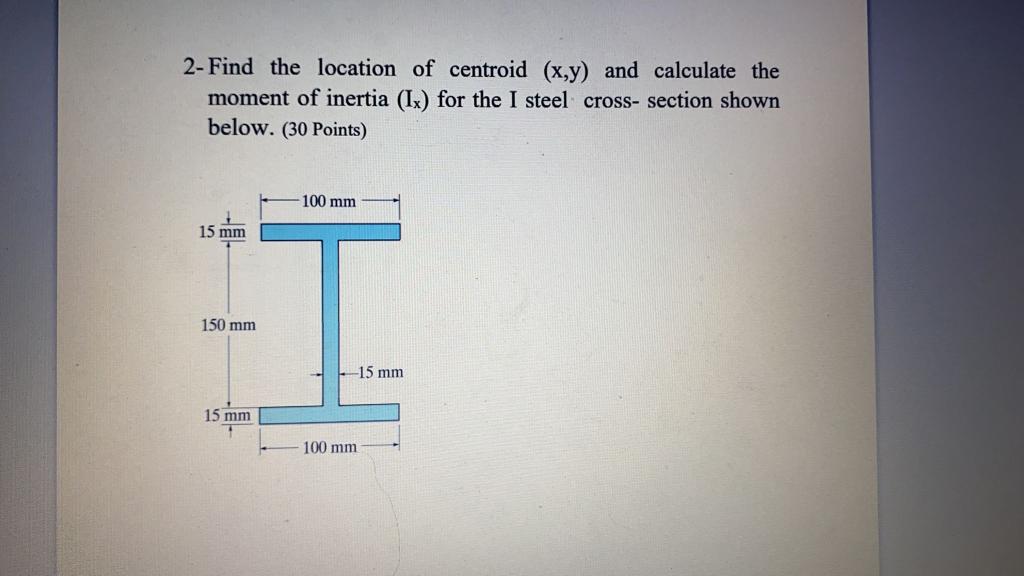 Solved 2- Find the location of centroid (x,y) and calculate | Chegg.com