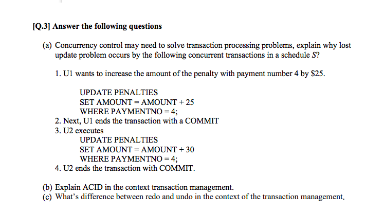 Solved (Q.3] Answer the following questions (a) Concurrency | Chegg.com