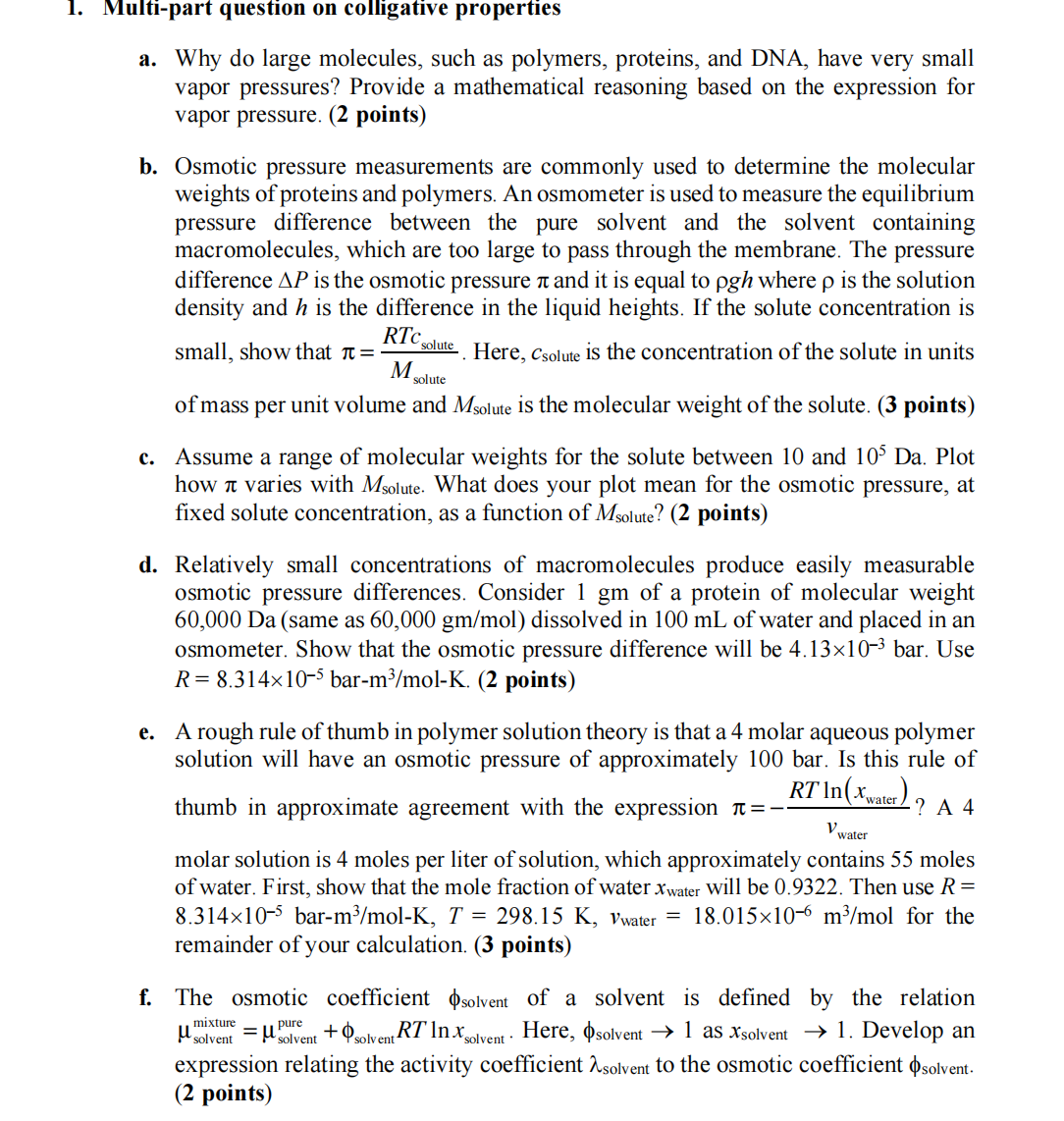 Solved Multi-part question on ﻿colligative propertiesa. ﻿Why | Chegg.com