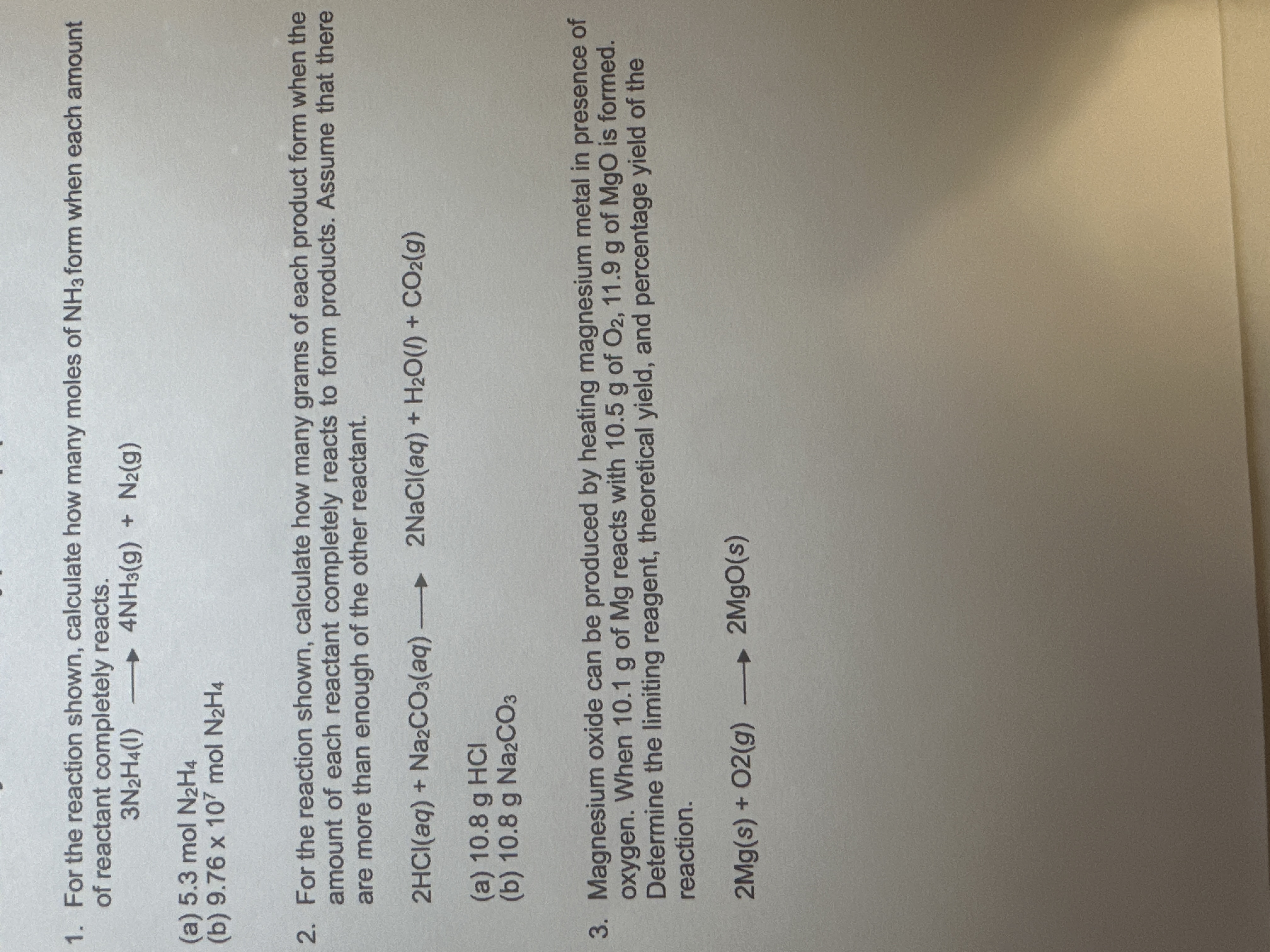 Solved For the reaction shown, calculate how many moles of | Chegg.com