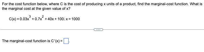 Solved For the cost function below, where C is the cost of | Chegg.com