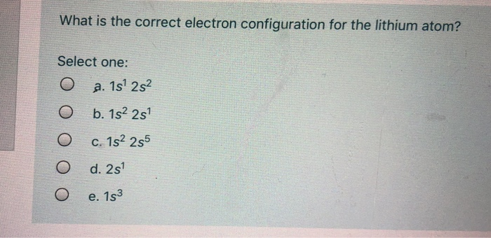 Electron Configuration For Lithium