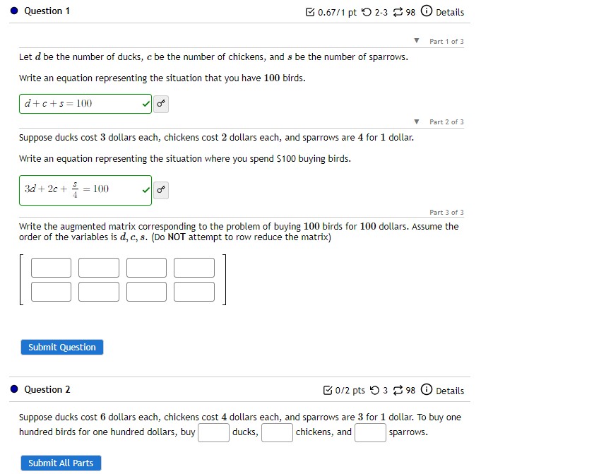 Solved Let d be the number of ducks, c be the number of | Chegg.com