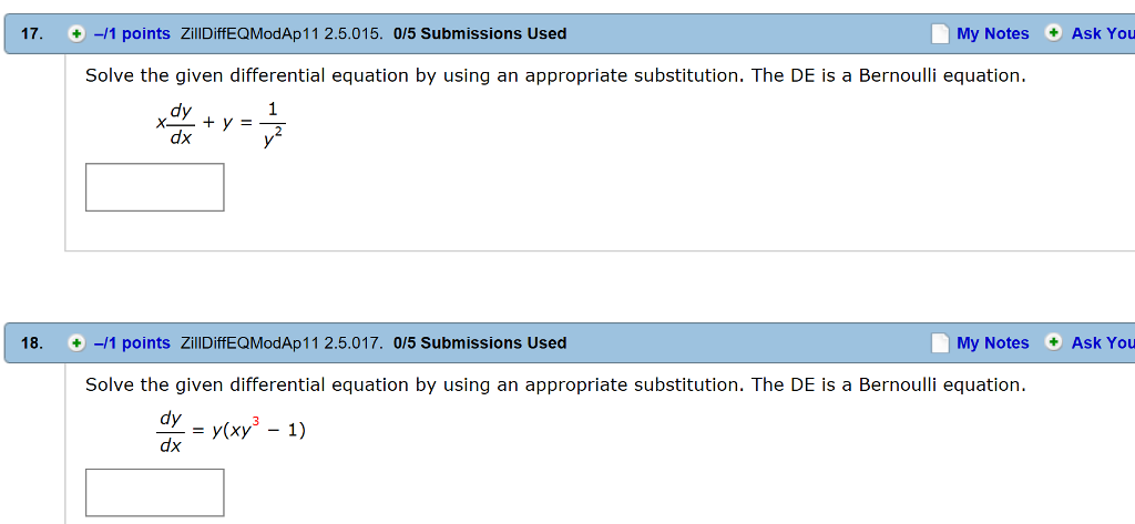 Solved 17. -11 points ZillDiffEQModAp11 2.5.015. 0/5 | Chegg.com