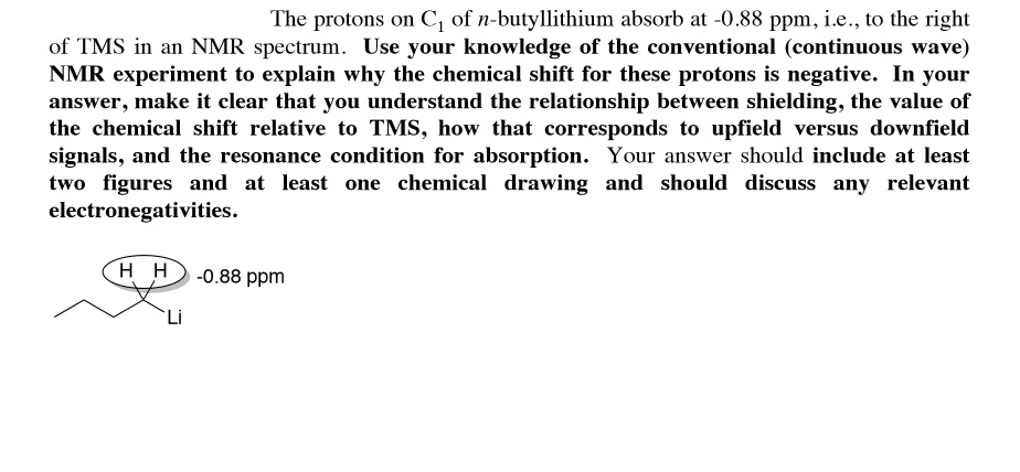 Solved The protons on C, of n-butyllithium absorb at -0.88 | Chegg.com