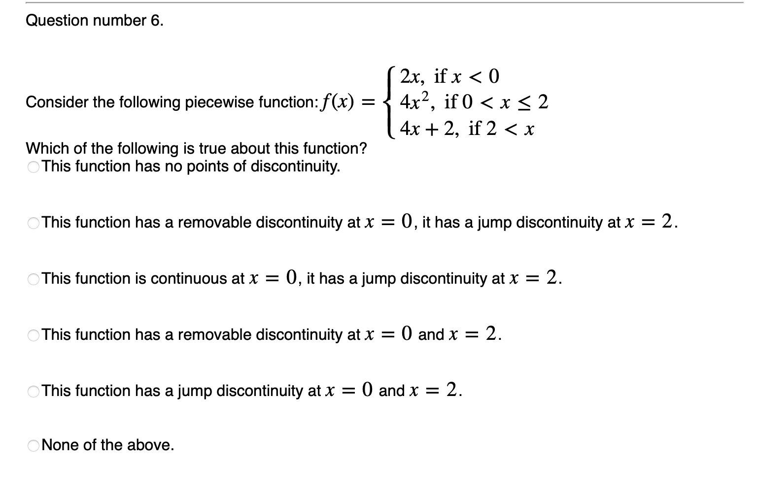 Solved Question number 6.Consider the following piecewise | Chegg.com