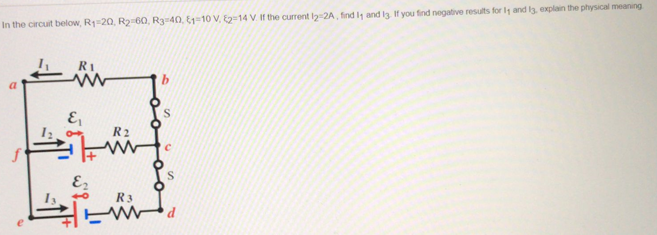 Solved n the circuit below, R1=2Ω,R2=6Ω,R3=4Ω,ξ1=10 V,ξ2=14 | Chegg.com