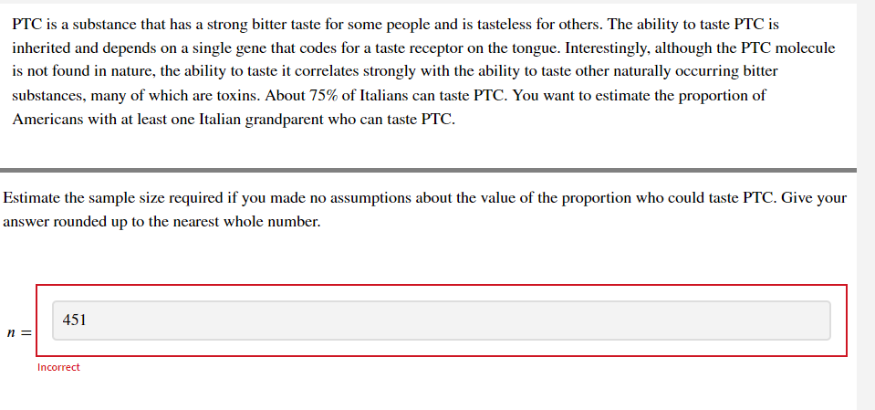 Solved PTC is a substance that has a strong bitter taste for | Chegg.com