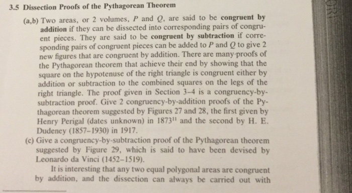 3.5 Dissection Proofs of the Pythagorean Theorem | Chegg.com