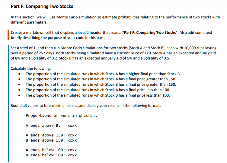 Solved Part F: Comparing Two Stocks In this section, we will | Chegg.com