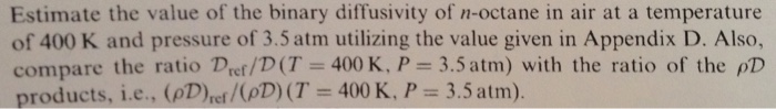 Estimate the value of the binary diffusivity of | Chegg.com
