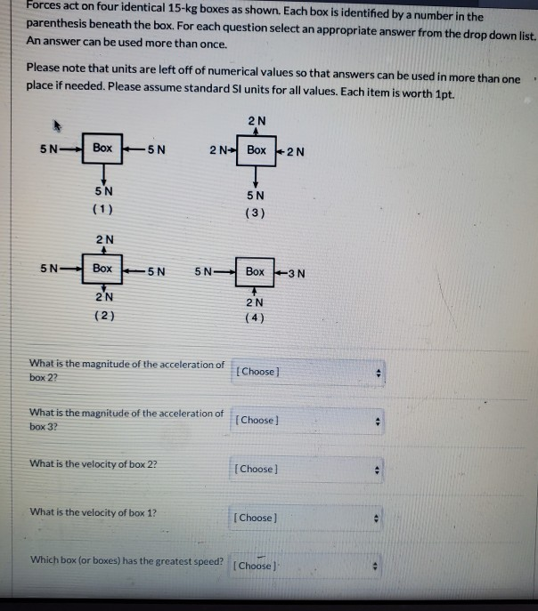 Solved Forces act on four identical 15-kg boxes as shown. | Chegg.com