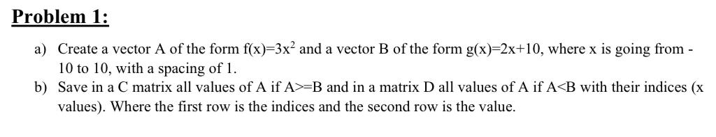 Solved a) Create a vector A of the form f(x)=3x2 and a | Chegg.com
