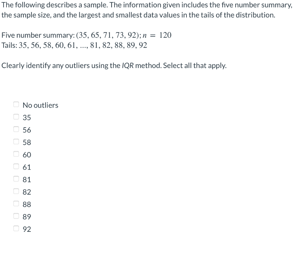 Solved The following describes a sample. The information | Chegg.com