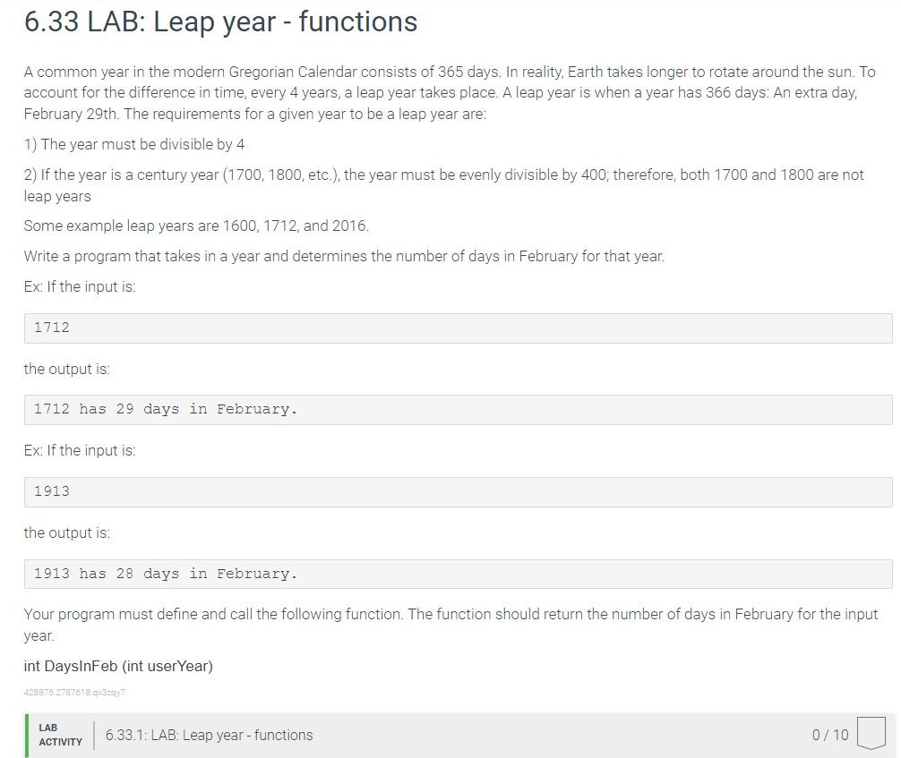 Solved A common year in the modern Gregorian Calendar | Chegg.com