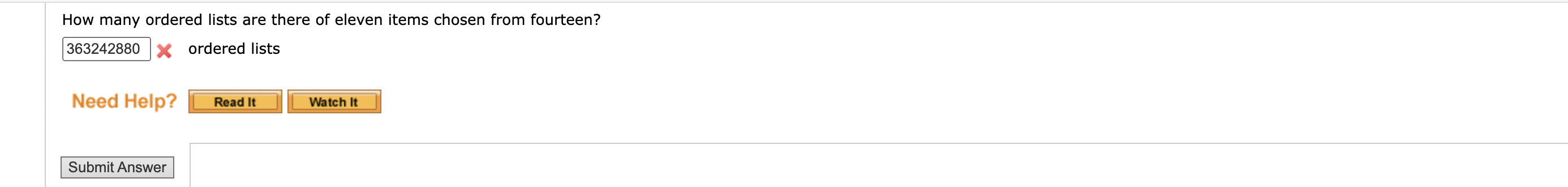 Solved How many ordered lists are there of eleven items | Chegg.com