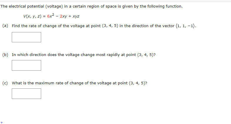 Solved The electrical potential (voltage) in a certain | Chegg.com