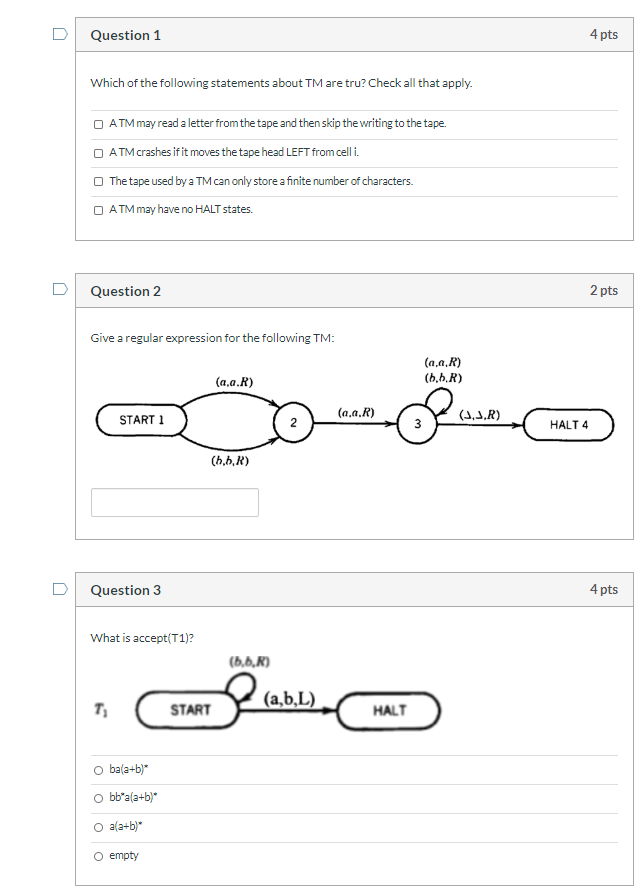 Solved Question 1 4 pts Which of the following statements | Chegg.com