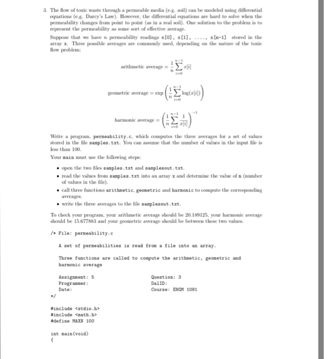 Solved 3. The flow of toxie waste through a permeable media | Chegg.com