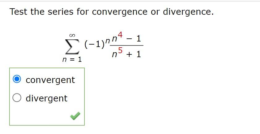 Solved Test the series for convergence or divergence. | Chegg.com