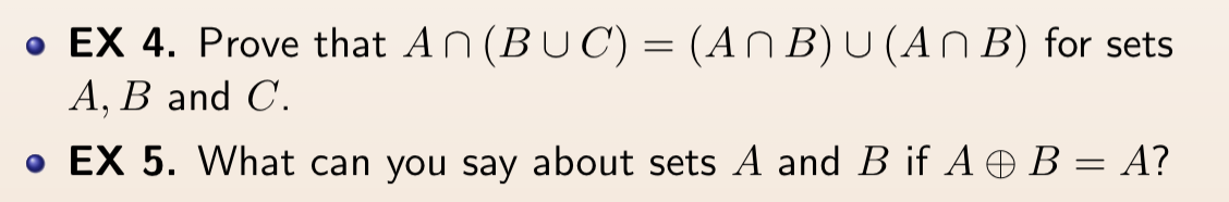 Solved EX 4. Prove that A∩(B∪C)=(A∩B)∪(A∩B) for sets A,B and | Chegg.com