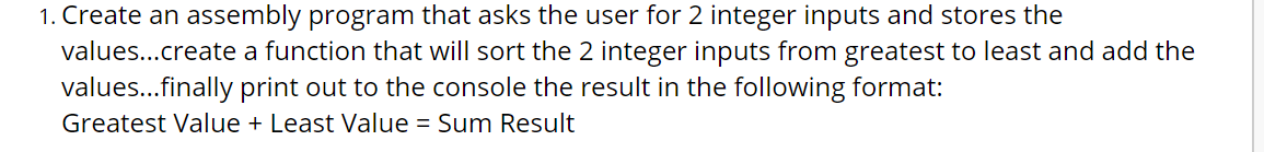 Solved 1 Create Assembly Program Asks User 2 Integer Inputs Stores Valuescreate Function 1108