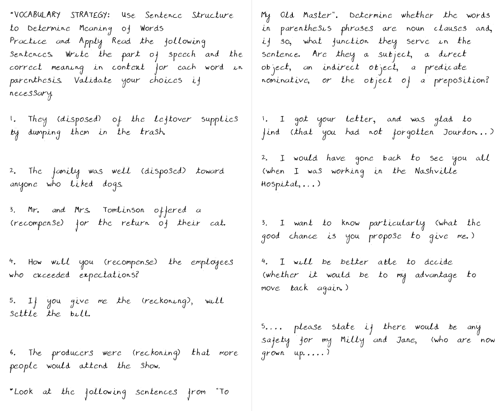 Solved are noun *VOCABULARY STRATEGY: Use Sentence Structure | Chegg.com