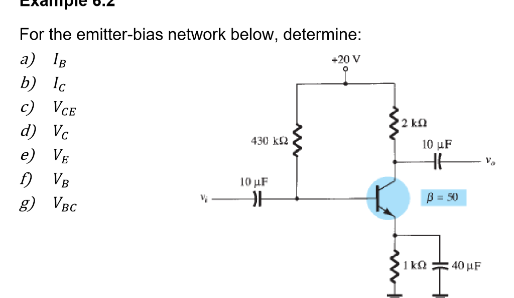 Solved For the emitter-bias network below, determine: a) I | Chegg.com