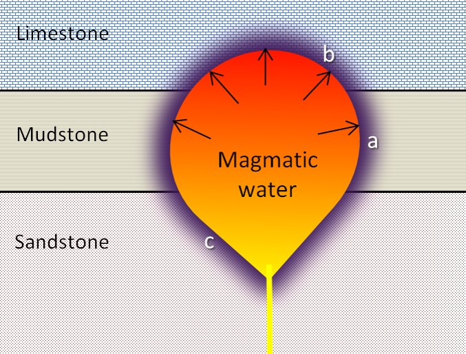 Solved The diagram above shows a pluton that has intruded | Chegg.com