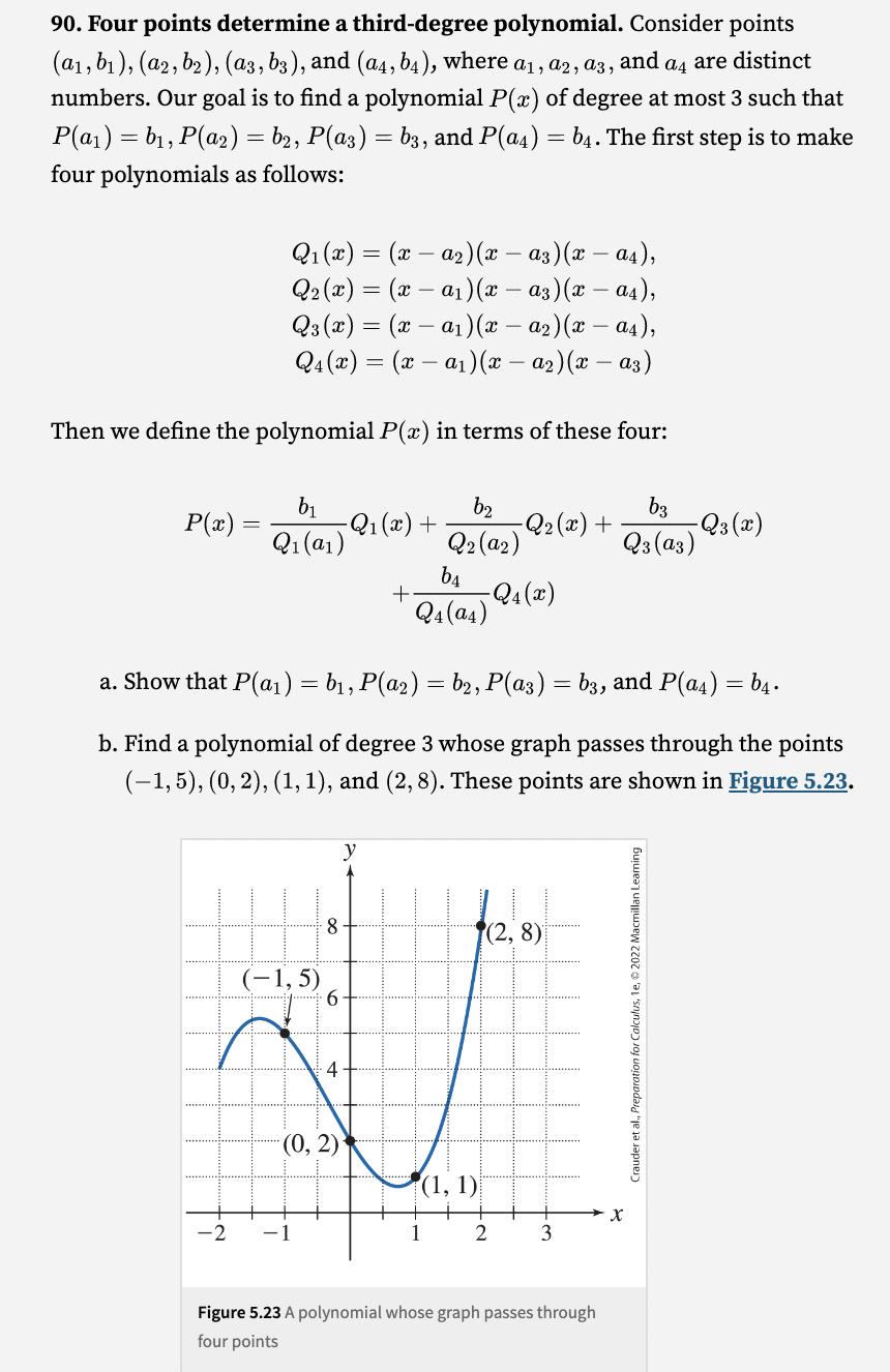 Solved 90. Four points determine a third-degree polynomial. | Chegg.com