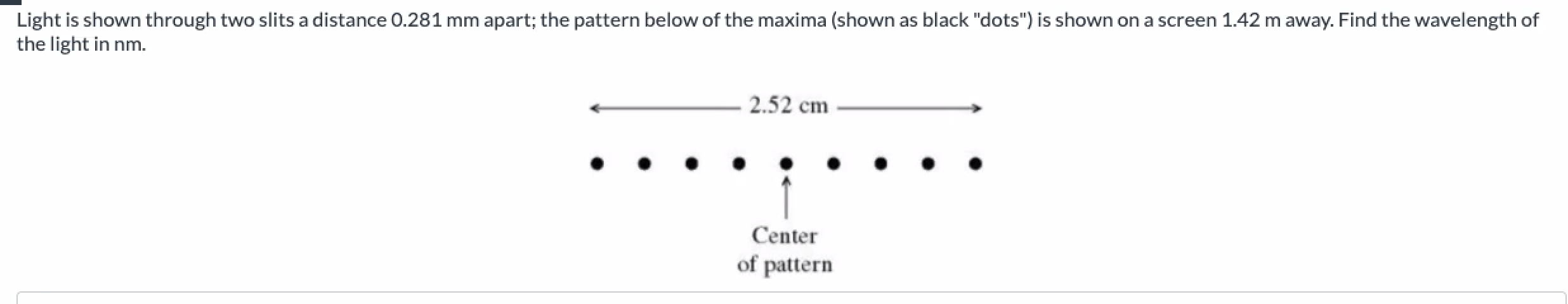 Solved Light is shown through two slits a distance 0.281 mm | Chegg.com