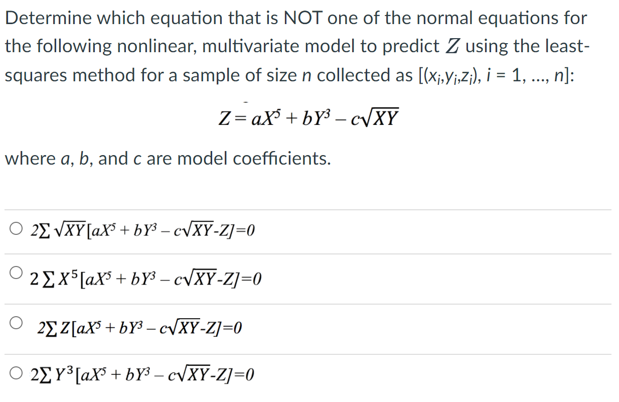 Solved Determine which equation that is NOT one of the | Chegg.com