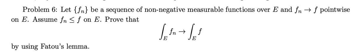 Solved Problem 6: Let {fn} be a sequence of non-negative | Chegg.com