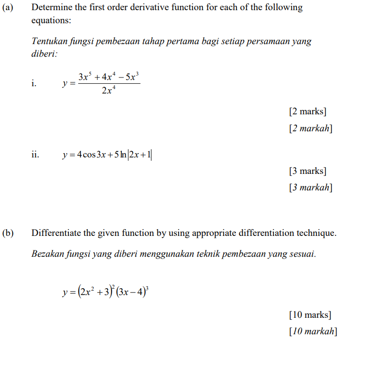 Solved (a) Determine the first order derivative function for | Chegg.com