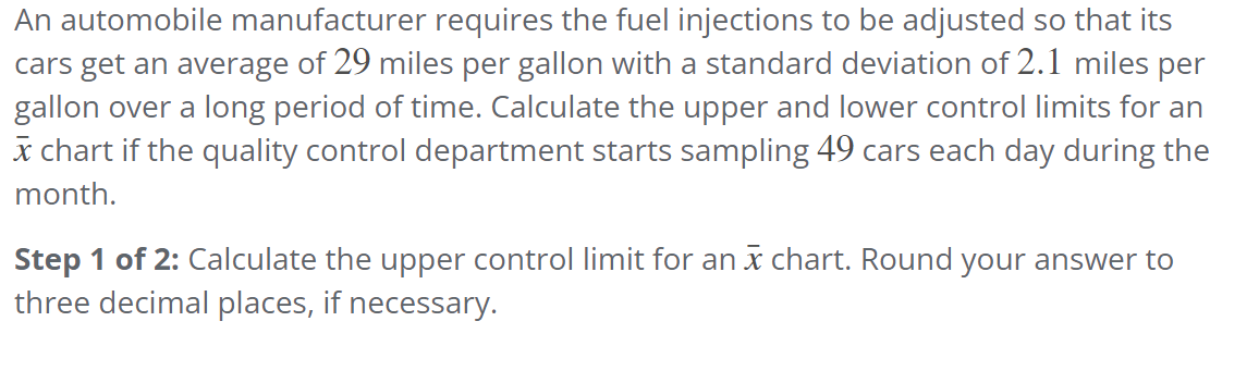 Solved Step 2 of 2: Calculate the lower control limit for | Chegg.com