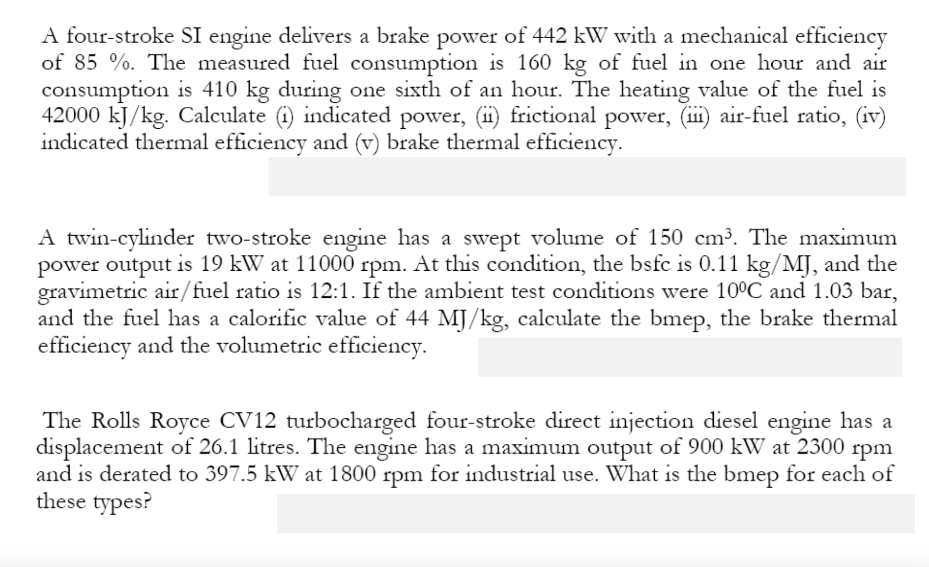 )A four-stroke SI engine delivers a brake power of | Chegg.com