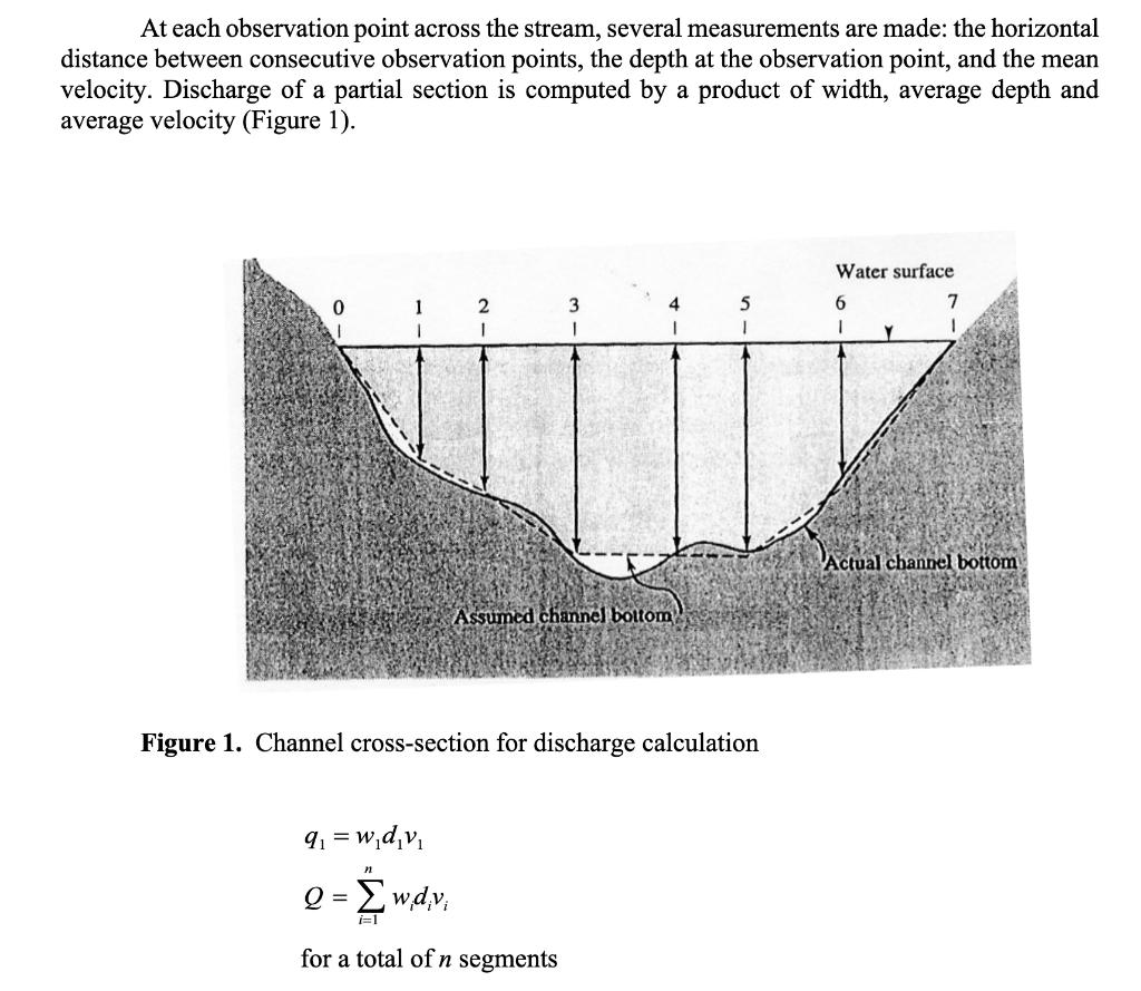 Solved At each observation point across the stream, several | Chegg.com