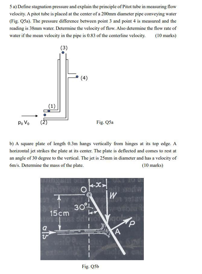 Solved 5 a) Define stagnation pressure and explain the | Chegg.com
