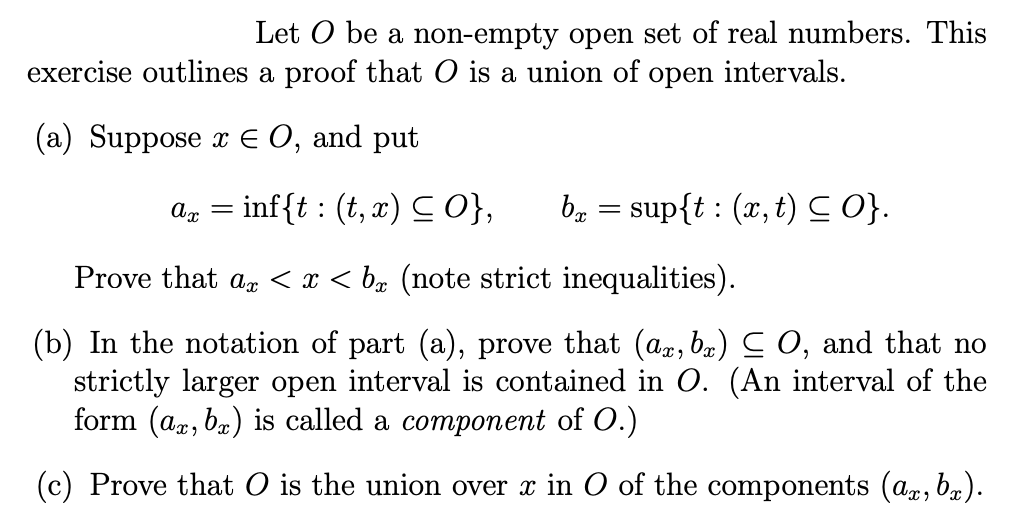 Solved Let O be a non-empty open set of real numbers. This | Chegg.com