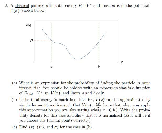 Solved 2. A classical particle with total energy E = V+ and | Chegg.com