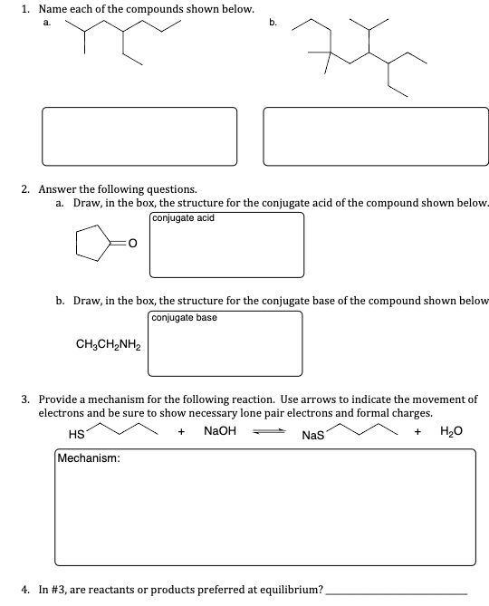 Solved 1. Name each of the compounds shown below. a. 2. | Chegg.com